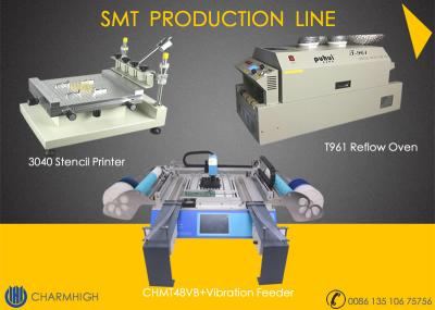 China SMT Assembly Line 3040 Stencil Printer CHMT48VB Feeder T961 Reflow Oven 220V for sale