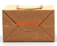 China Recycle eco friendly Brown flat bottom shopping kraft paper bag With Paper Handle, Recyclable luxury style printed gift for sale
