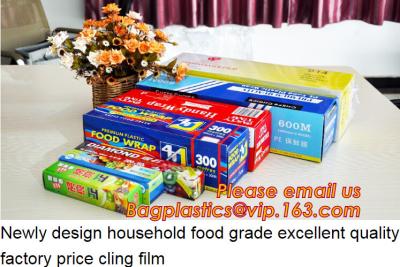 China food plastic wrap, High quality and safety transparent best fresh hot blue Jumbo roll cling film 1500m for sale