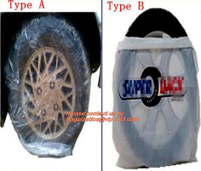 China Heavy duty wheel bag masker tire storage bag, Disposable PE plastic tyre bag on roll, Tire storage bag disposable tyre c for sale
