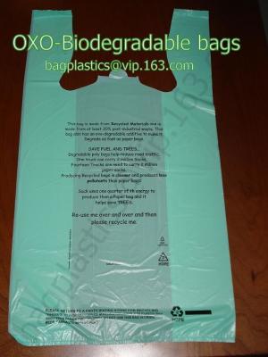 China En13432 certified compostable bag on roll, 100% Compostable Vest Carrier Plastic Biodegradable Shopping Bag with EN13432 for sale