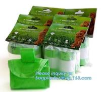 China Eco friendly Dog Waste Pet Poop Bags Refill Rolls with dipenser, bone shape dispenser eco biodegradable dog poop waste for sale