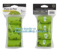China Biodegradable Plastic Dog Pet Waste Poop Bags, unscented dog poop waste bags with tie handles, custom printed pet clean for sale