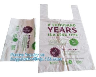 China BioPlastic T-shirt bag used for take away food, Compostable Disposable Biodegradable Plastic Bags Garbage Bag For Frozen for sale