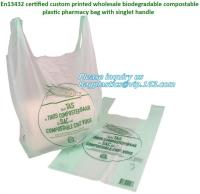 China Compostable plastic vest handle bag shopping t-shirt bag, Biodegradable cornstarch eco friendly food waste bags for sale