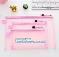 China Office Stationery Mesh Bags With Slider Zipper, expanding file/folder/File cover/documents pouch carry bag for sale