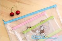China mesh document bag with zipper/pvc mesh file folder, Waterproof Zip Lock Bag Mesh Plastic Zipper Bag for sale