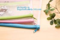 China mesh document bag with zipper/pvc mesh file folder, Waterproof Zip Lock Bag Mesh Plastic Zipper Bag for sale