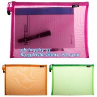 China Mesh Zipper Bags, 3 PCS, Water-Resistant A4 Paper File Storage Office Document Bags for sale