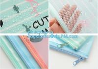 China A3/A4/A5/A6/B4/B5/B6/B8 Zipper gridding Mesh Bag File Document Bag School Office Supply PVC File Folder for sale