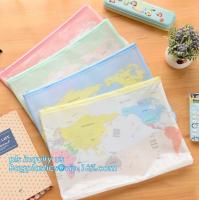 China Document Bag with Plastic Slider Stationery Penil Pen Case Storage Bag, Student office slider transpraent plastic storag for sale