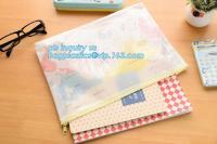 China Document Bag with Plastic Slider Stationery Penil Pen Case Storage Bag, Student office slider transpraent plastic storag for sale