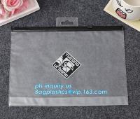 China Biodegradable eco-friendly slider k frosted EVA bag, PVC Wash Bag With Slider Zipper, Eco-friendly plastic puller for sale