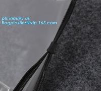 China cosmetic bag promotional printed plastic bag, Clear frosted matte plastic PVC apparel bag with zipper top, zipper top cl for sale
