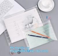 China Slider zipper Clear pvc bag for package Vinyl transparent pvc bag cosmetic packing, bottom gusset slider k printed for sale