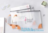 China Clear vinyl Drawstring Bag, plastic custom printed pencil case, silicone DIY pencil case for gift, polyester rubber plas for sale