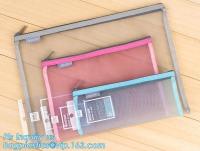 China plastic PVC file bag transparent mesh zipper bag waterproofing document bag, A4 A5 A6 transparent zipper file bag pvc me for sale