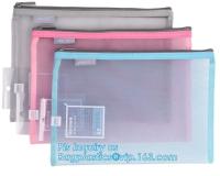 China Office A4 /A5 size pvc plastic mesh zipper file bag, B6 A5 B5 A4 transparent zipper closure document file folder bags for sale