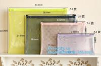 China Office A4 /A5 size pvc plastic mesh zipper file bag, B6 A5 B5 A4 transparent zipper closure document file folder bags for sale
