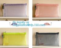 China Office A4 /A5 size pvc plastic mesh zipper file bag, B6 A5 B5 A4 transparent zipper closure document file folder bags for sale