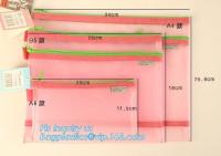 China Office A4 /A5 size pvc plastic mesh zipper file bag, B6 A5 B5 A4 transparent zipper closure document file folder bags for sale