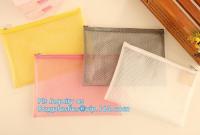 China Office A4 /A5 size pvc plastic mesh zipper file bag, B6 A5 B5 A4 transparent zipper closure document file folder bags for sale