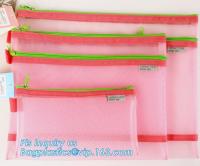 China A3,A4,A5,B4,B5,B6,B8 file folder clear mesh bag printed logo document folder with zipper, Waterproof Tear-resistant Blac for sale