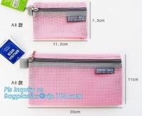 China zipper lock file document mesh bag, A6 transparent zipper mesh document file stationery bag, zip Lock File Bags Stationa for sale