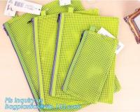 China vinyl PVC Net Pattern Mesh Bags with zipper, A4 Mesh Zip Document Wallet Folder Pencil Case File Secury Storage Bag for sale