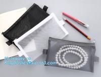 China pen folder bag for holding small stationery, plastic mesh zipper document bag, Student A4/A5/A6 Notebook Document File P for sale
