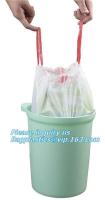 China drawstring trash bags on roll disposable bag in compostable, Eco-friendly Roll Drawstring Compostable Biodegradable Garb for sale