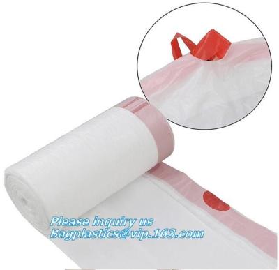 China drawstring trash bags on roll disposable bag in compostable, Eco-friendly Roll Drawstring Compostable Biodegradable Garb for sale