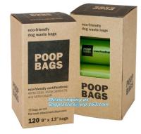 China Customized Compostable Green Dog Poop Bag, biodegradable and compostable zero waste certified dog poop bag on roll for sale