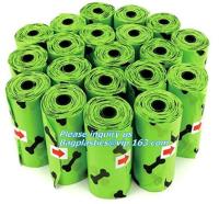 China Customized Compostable Green Dog Poop Bag, biodegradable and compostable zero waste certified dog poop bag on roll for sale