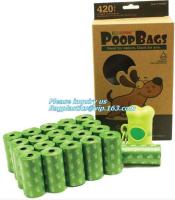 China Cornstarch 100% compostable biodegradable dog poop bags, Dispenser with recycle waste bag/compostable dog waste bags for sale