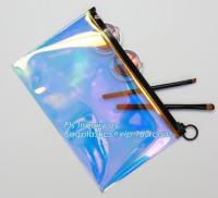 China Transparent PVC zipper slider travel cosmetic bag, commodity package bag, Cosmetic Packing Soft Customized PVC Slider Ba for sale