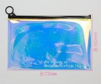 China Transparent PVC zipper slider travel cosmetic bag, commodity package bag, Cosmetic Packing Soft Customized PVC Slider Ba for sale