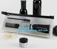 China pencil case zipper slider travel cosmet bag, slider zipper clear transparent pvc packaging cosmetic bag, slider lock zip for sale