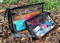 China makeup cosmetic bag beauty flat pouch, bag clear vinyl pvc packaging bag with slider zipper, vinyl slider zipper bag,zip for sale