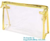 China Clear PVC Makeup Bag With Button Closure Slider Cosmetic Packaging Bags, cosmetic packaging slider bag with custom logo, for sale
