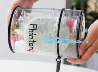 China ZIPPERED BAGS, makeup cosmetic bag, travel BAG, Cosmetic Swimwear Sand beach Clear Cylinder PVC Bag For Women Makeup Tr for sale