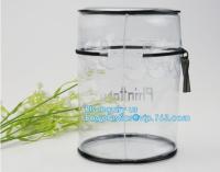 China Barrel shape bag with bones with handle politzer bag, pvc toy package clear pvc barrel bag, zip barrel cosmetic box bag for sale