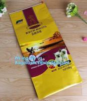 China Slider Zipper Large Plastic Animal Pet Food Packaging Bag With Print, side gusset slider 15 kg pet food bag with slider for sale