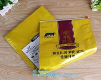 China Slider Zipper Large Plastic Animal Pet Food Packaging Bag With Print, side gusset slider 15 kg pet food bag with slider for sale