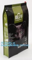 China Square bottom slider k plastic packaging bag for dog cat, quad seal bottom and bottom load metallized film slider for sale