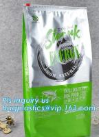 China 15kg 20kg side gusset plastic bag pet food packaging with slider zipper, flat bottom plastic pet food bag with slider zi for sale