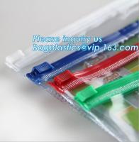 China Reclosable PE PVC plastic slider zipper storage bags, multi color plastic slider zipper clear pvc pencil bag, pvc zipper for sale