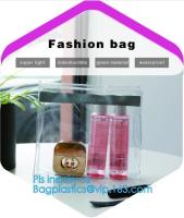 China Eco-friendly Red Clear Slider Zipper PVC Cosmetic Make Up Bikini Bag, pvc zipper lock slider bag for sale