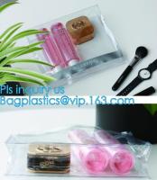 China Eco-friendly Red Clear Slider Zipper PVC Cosmetic Make Up Bikini Bag, pvc zipper lock slider bag for sale