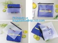 China Eco-friendly Clear Travel EVA Cosmetic Bag with Slider Zipper Closure, matte slider printing customized frosted pvc bag for sale
